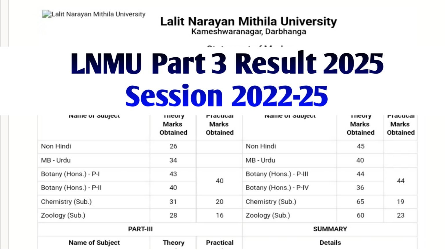 LNMU Part 3 Result 2025 Session 2022-25: BA BSc BCom Check Here